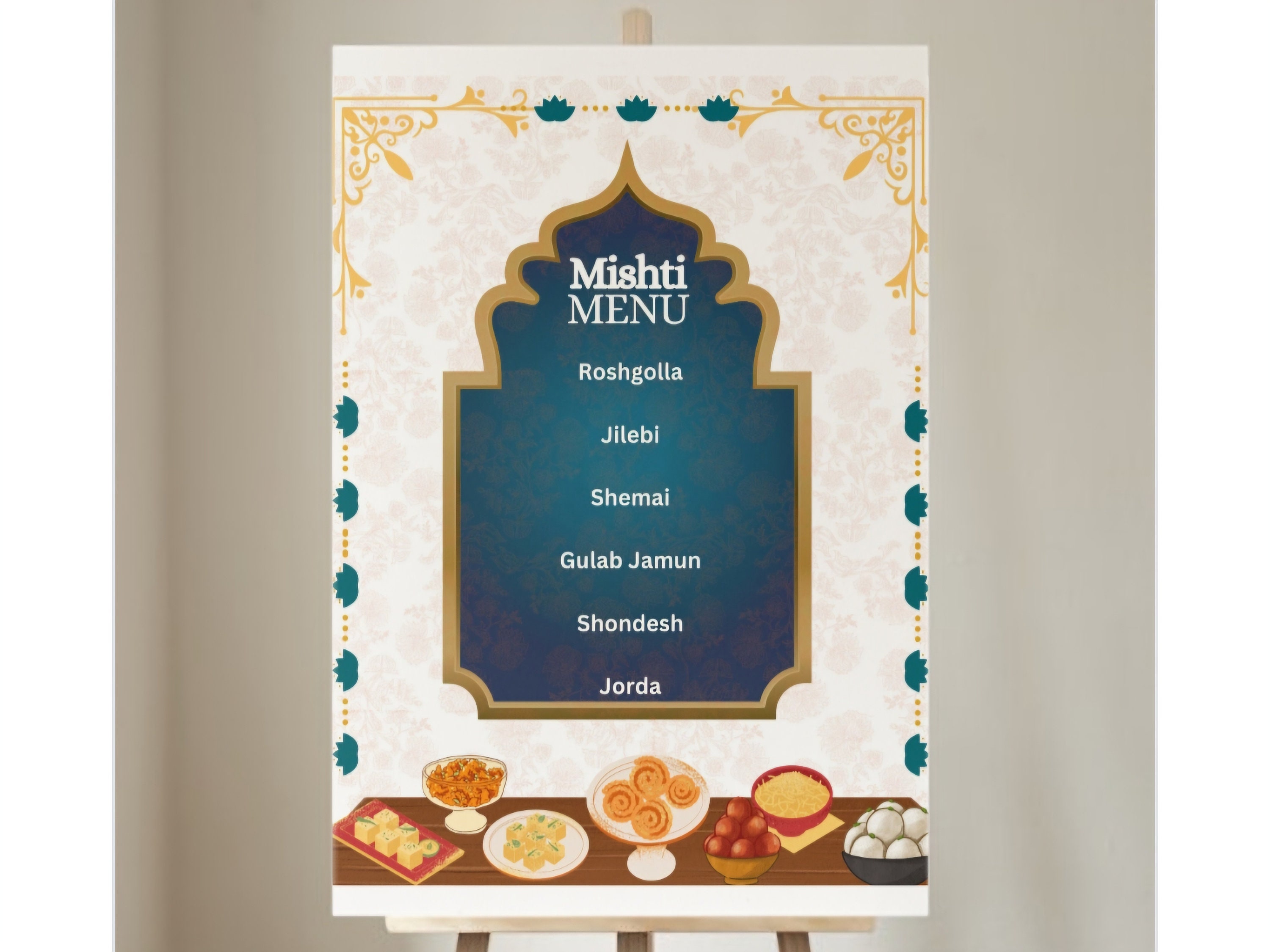 Mishti Mithai Menu Sign | Indian Bengali Pakistani Wedding Desi ...
