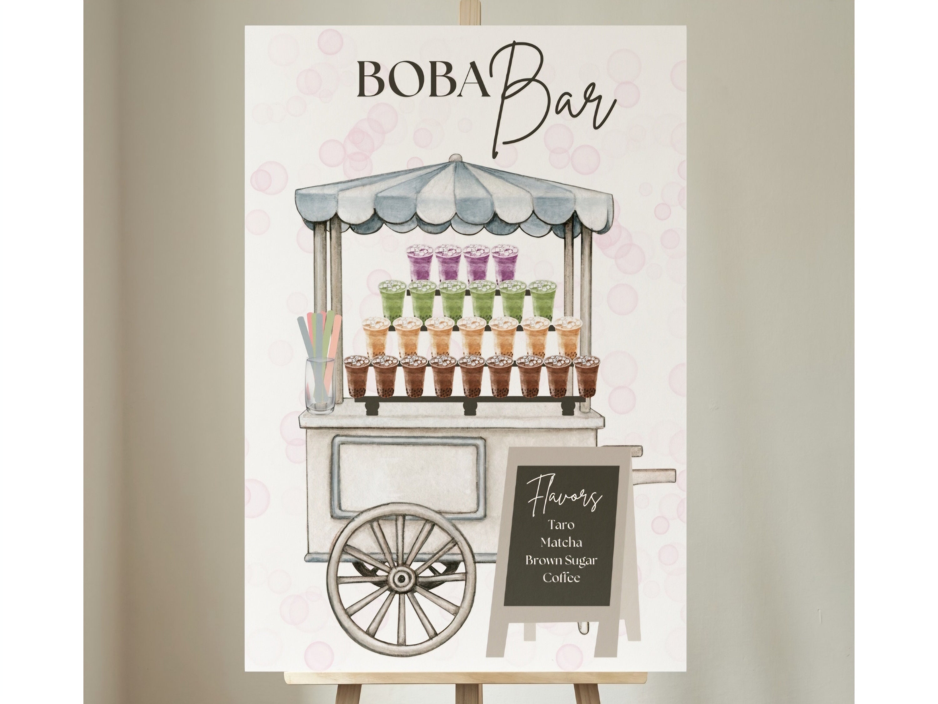 Bubble Tea Bar Menu Sign | Party Drink Station (digital Download) - Etsy