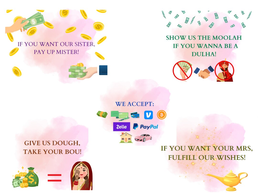 Gate Dhora Signs | Bengali Gate Wedding Poster Package | Bridal Party ...