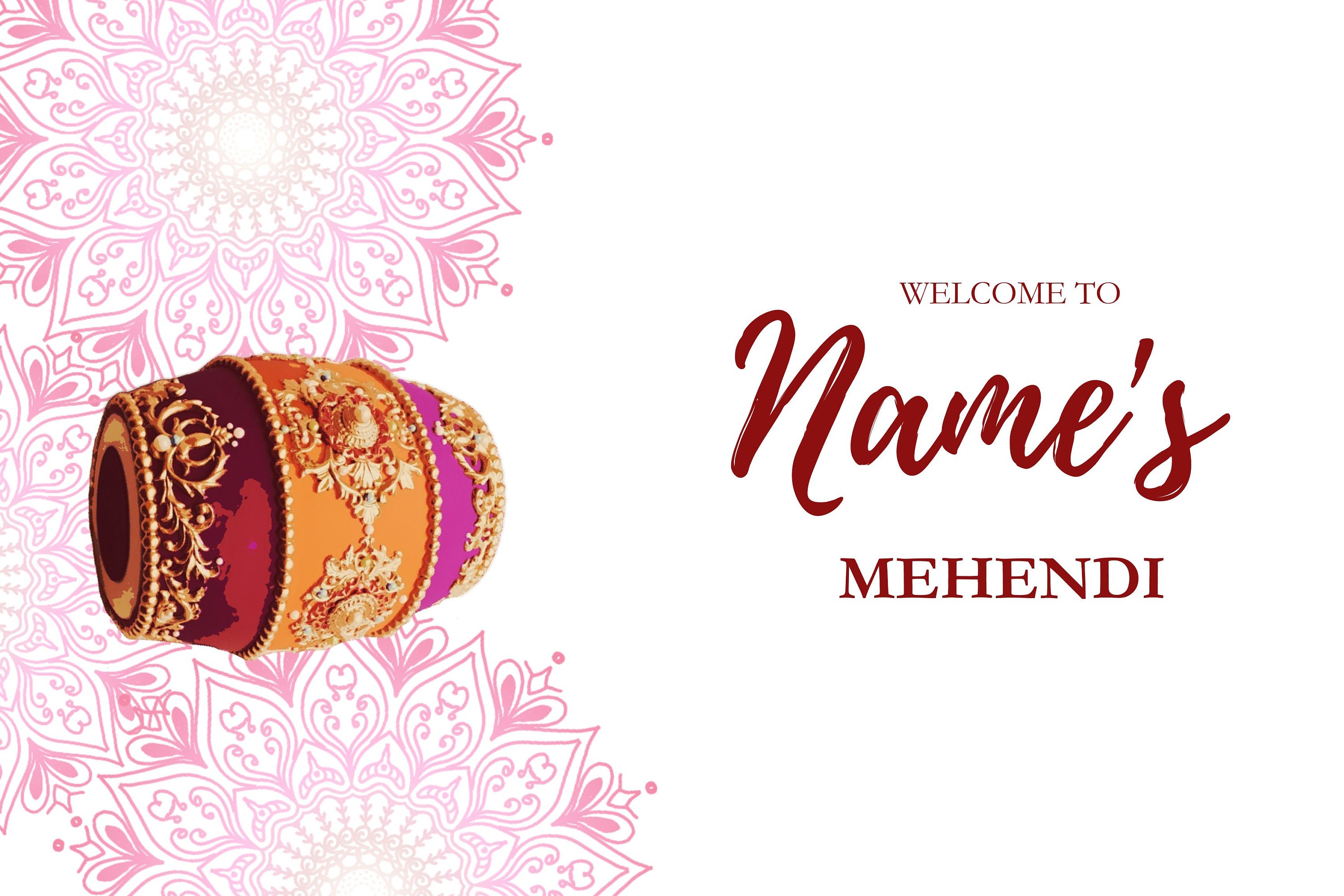 Mehendi Henna Welcome Sign | Haldi Gaye Holud Poster | Minimal Design ...