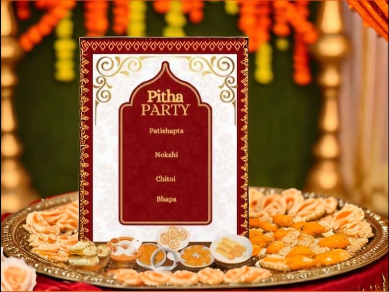 Bangladeshi Pitha Menu Sign | Mehendi Henna Gaye Holud Food Station ...