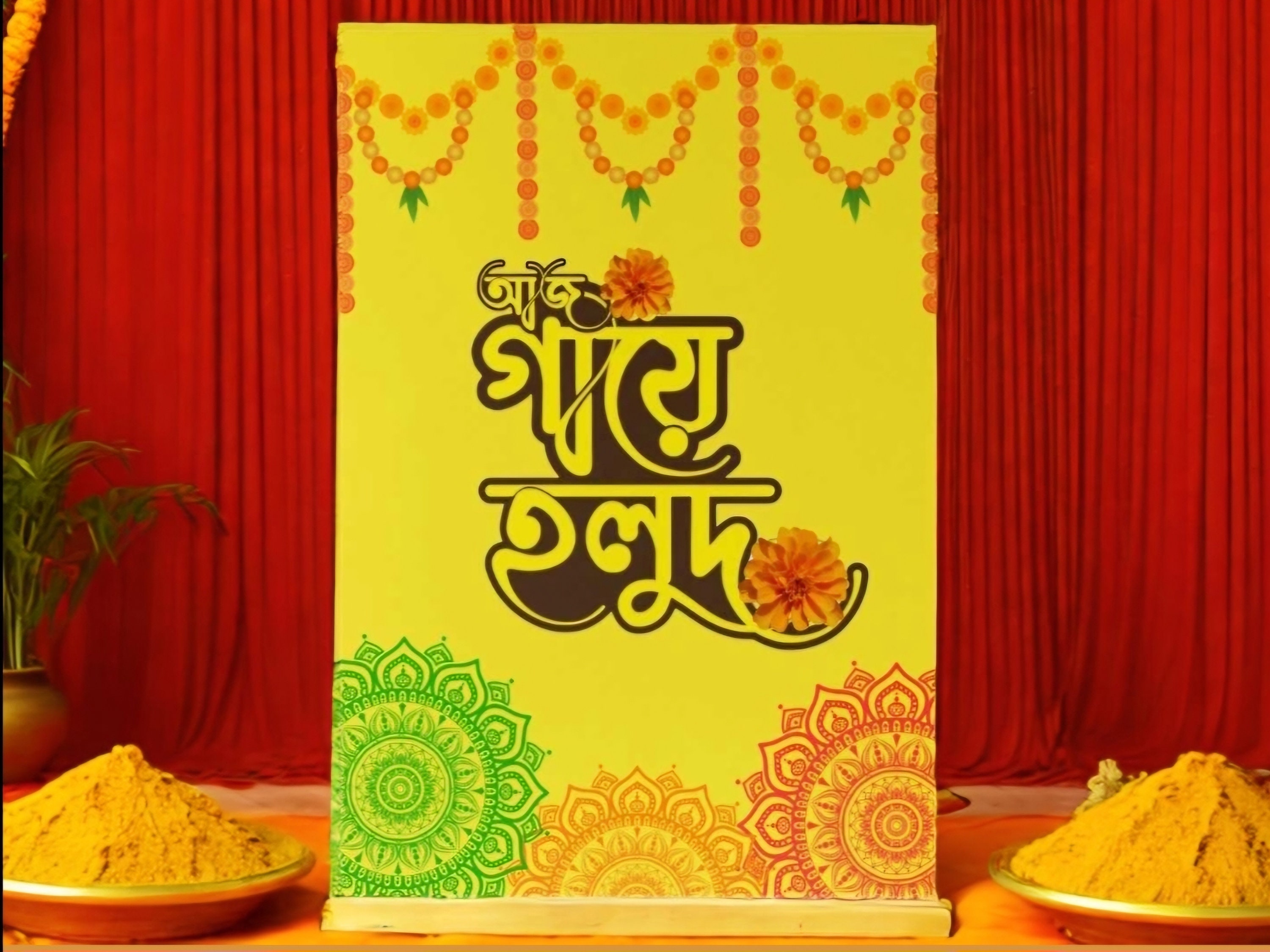 Bangla Gaye Holud Welcome Sign | Bangladeshi Haldi | Bengali Wedding ...