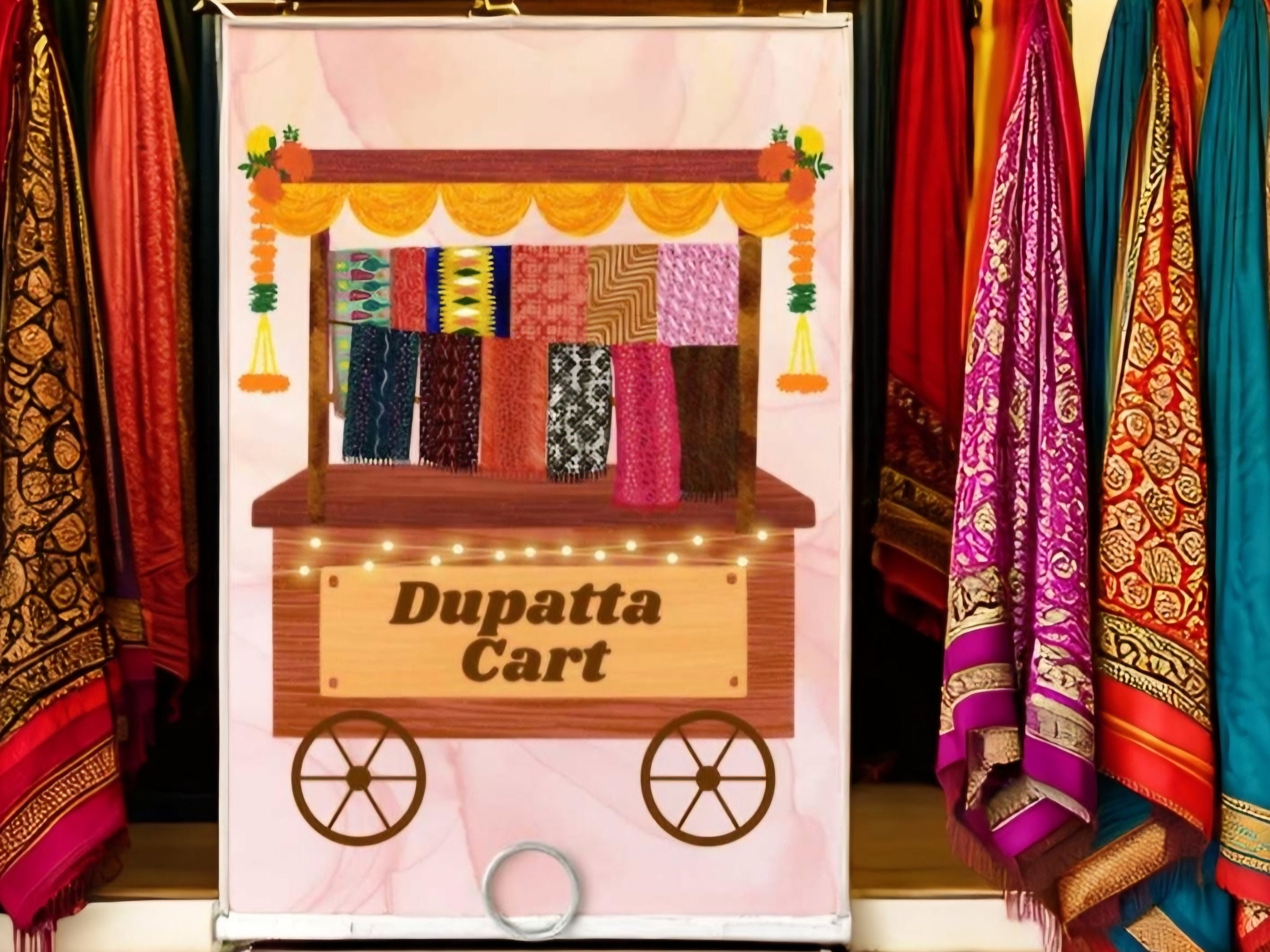 Dupatta Orna Chunni Cart Sign Wedding Favor Poster Shawl Gift Indian ...