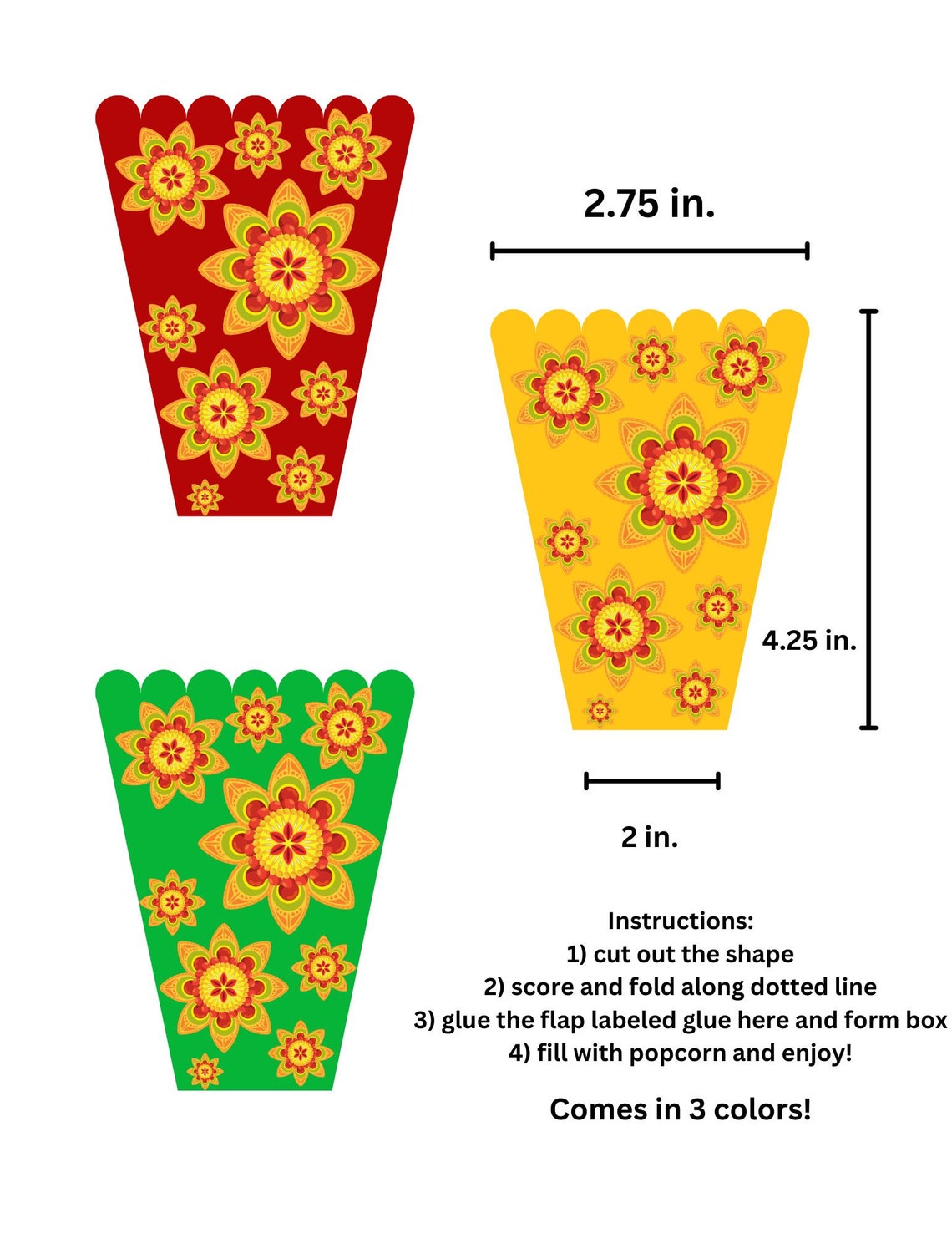 Desi Popcorn Box Template | Guest Favors | Indian Bengali Pakistani ...