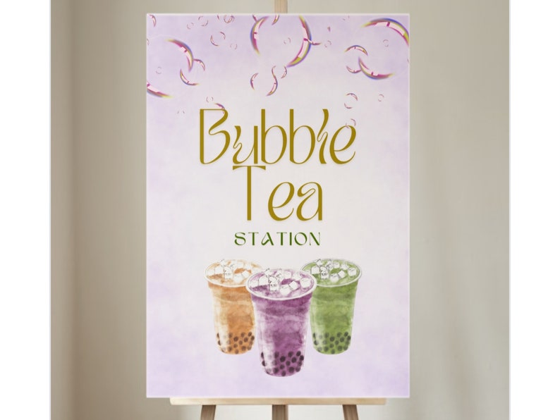 Bubble Tea Station Sign | Boba Bar Poster | Drink Beverage Sign ...