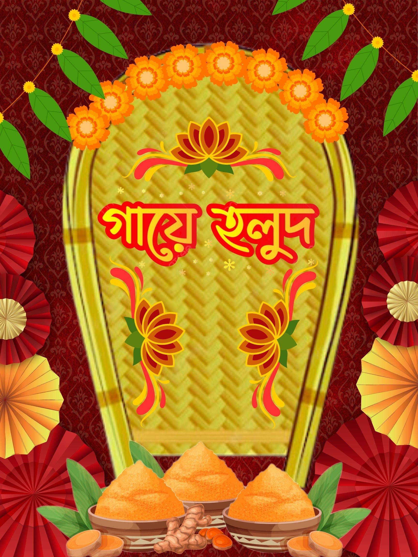 Red Kula Bangla Gaye Holud Welcome Sign | Bangladeshi Haldi | Bengali ...