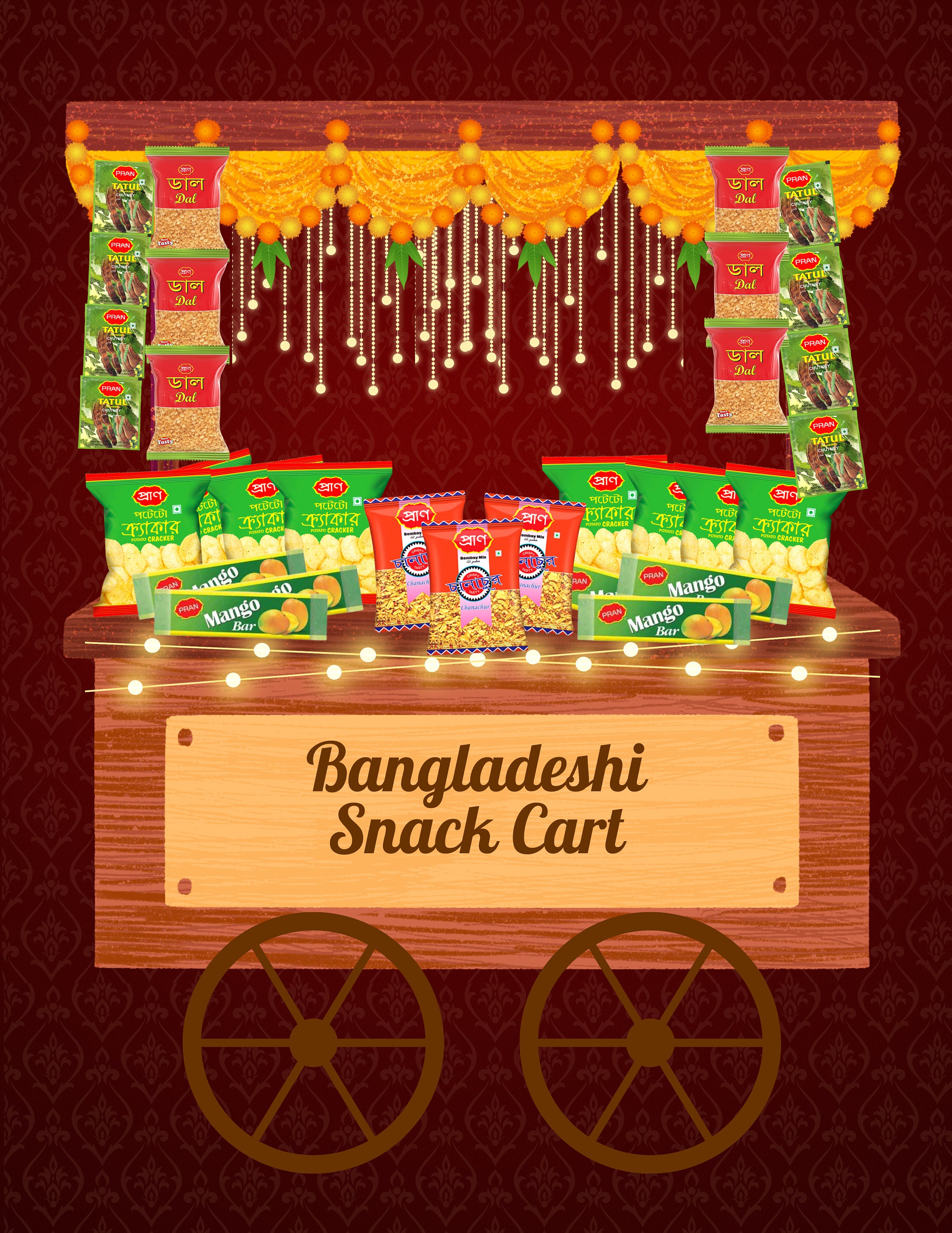Bangladeshi Snack Cart Sign Pran Chips Achar Poster Indian Bengali ...