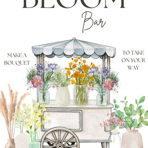 Bloom Bar Sign | Flower Bouquet Cart Poster (digital Download) - Etsy