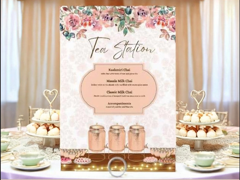 Tea Station Menu Sign| Chai Coffee Sign | Chaiwala | Birthday Shower ...