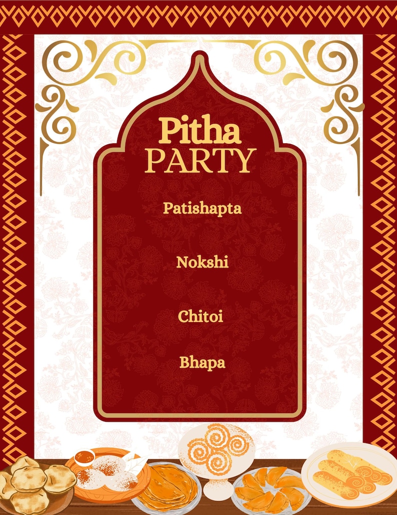 Bangladeshi Pitha Menu Sign | Mehendi Henna Gaye Holud Food Station ...