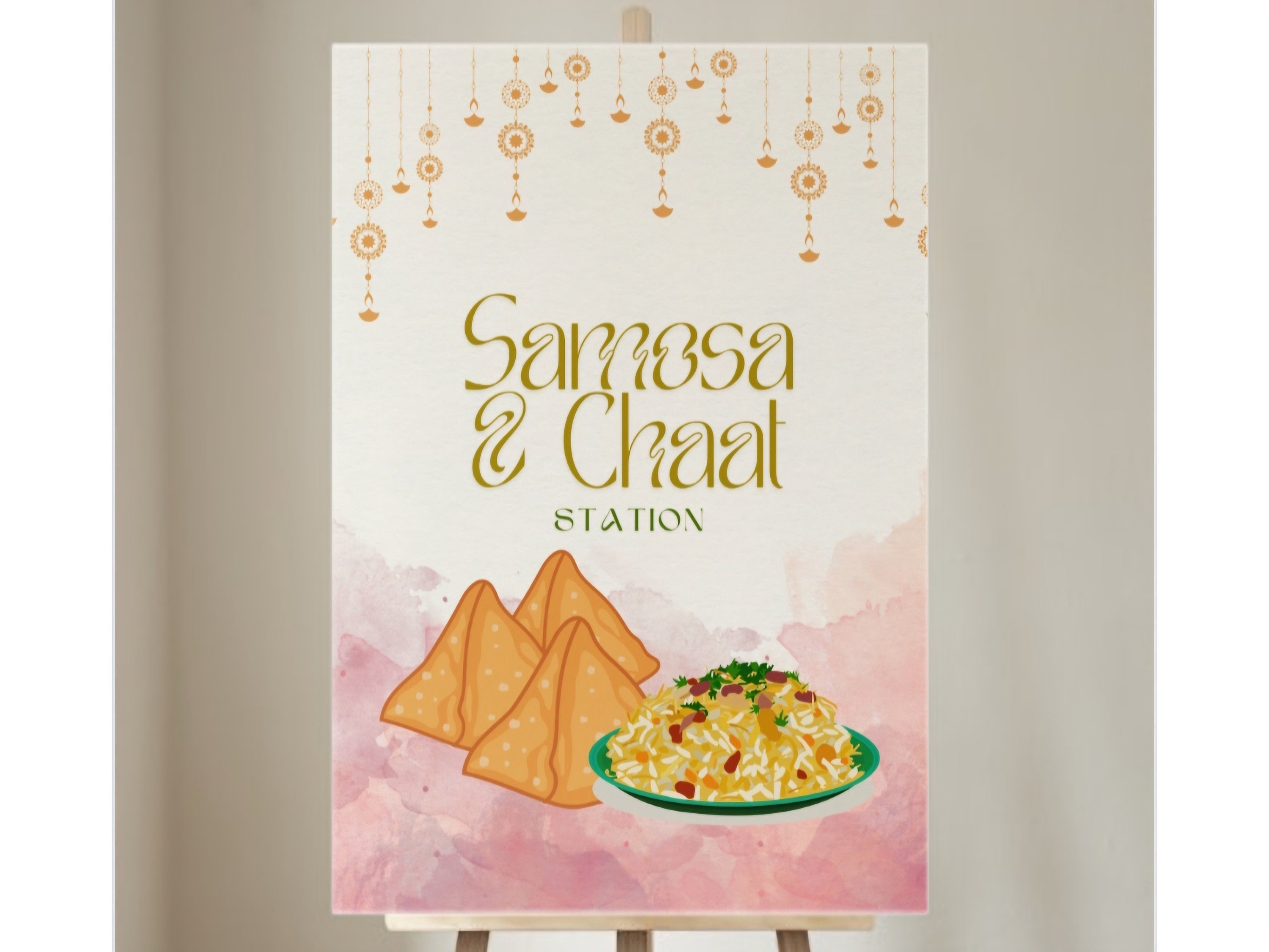 Samosa Chaat Station Stall Sign | Desi Snack Appetizer Poster | Indian ...