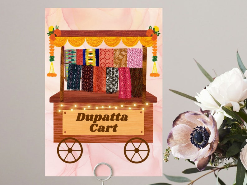 Dupatta Orna Chunni Cart Sign | Wedding Favor Poster | Shawl Gift ...