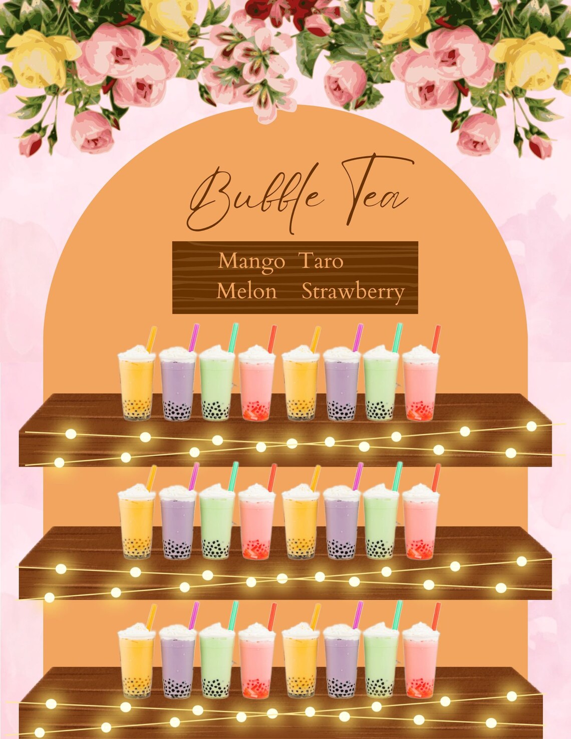 Bubble Tea Wall Menu Sign | Boba Bar Sign | Drink Station Sign ...