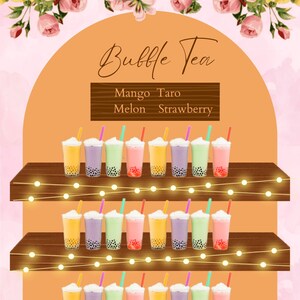 Bubble Tea Wall Menu Sign | Boba Bar Sign | Drink Station Sign ...