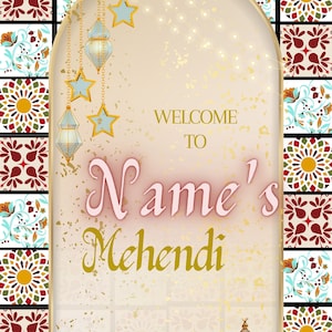 Floral Tile Welcome Sign | Middle Eastern Design |desi Event Poster ...