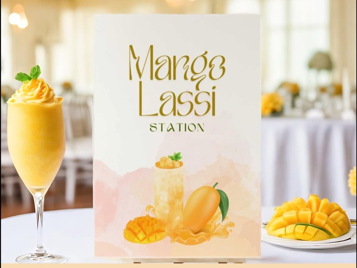 Mango Lassi Station Bar Stall Sign | Drink Beverage Poster | Birthday ...
