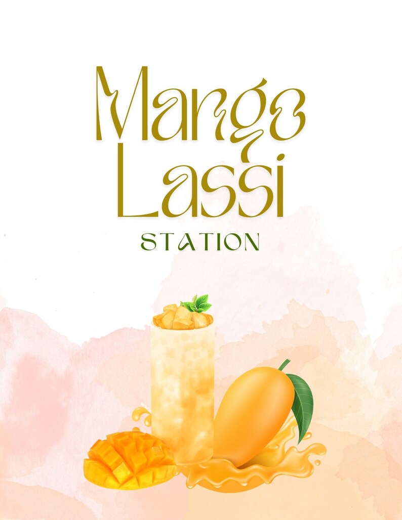 Mango Lassi Station Bar Stall Sign | Drink Beverage Poster | Birthday ...