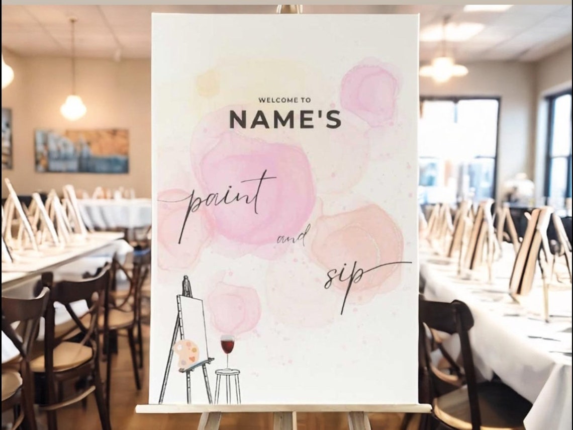 Paint and Sip Sign | DIY Paint Party | Paint and Easel | Ladies Night ...