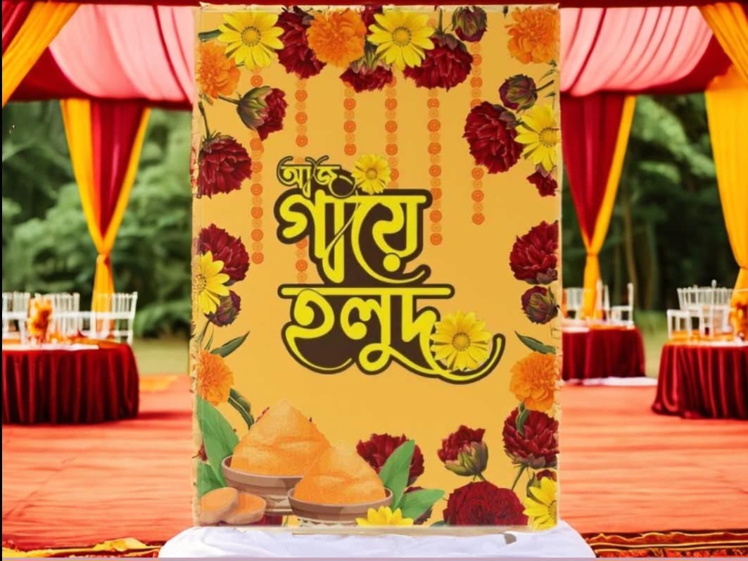 Bangla Gaye Holud Welcome Sign | Bangladeshi Haldi | Bengali Wedding ...