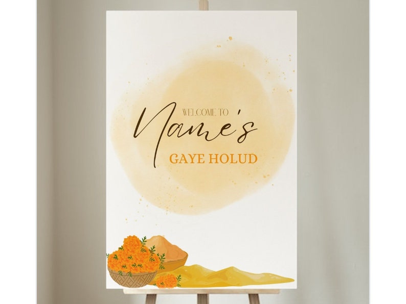 Gaye Holud Welcome Sign | Haldi Poster | Minimal Design | Bengali ...