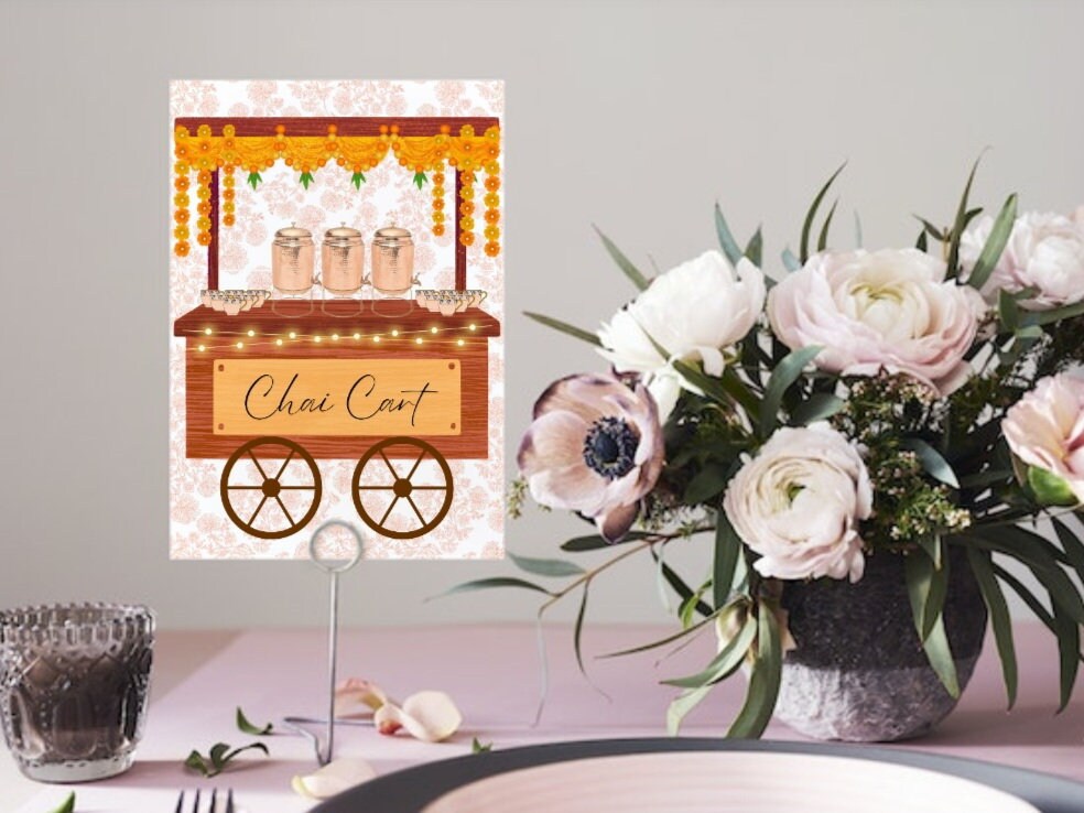 Chai Cart Sign Tea Station Sign Cha and Coffee Sign Chaiwala Bengali ...