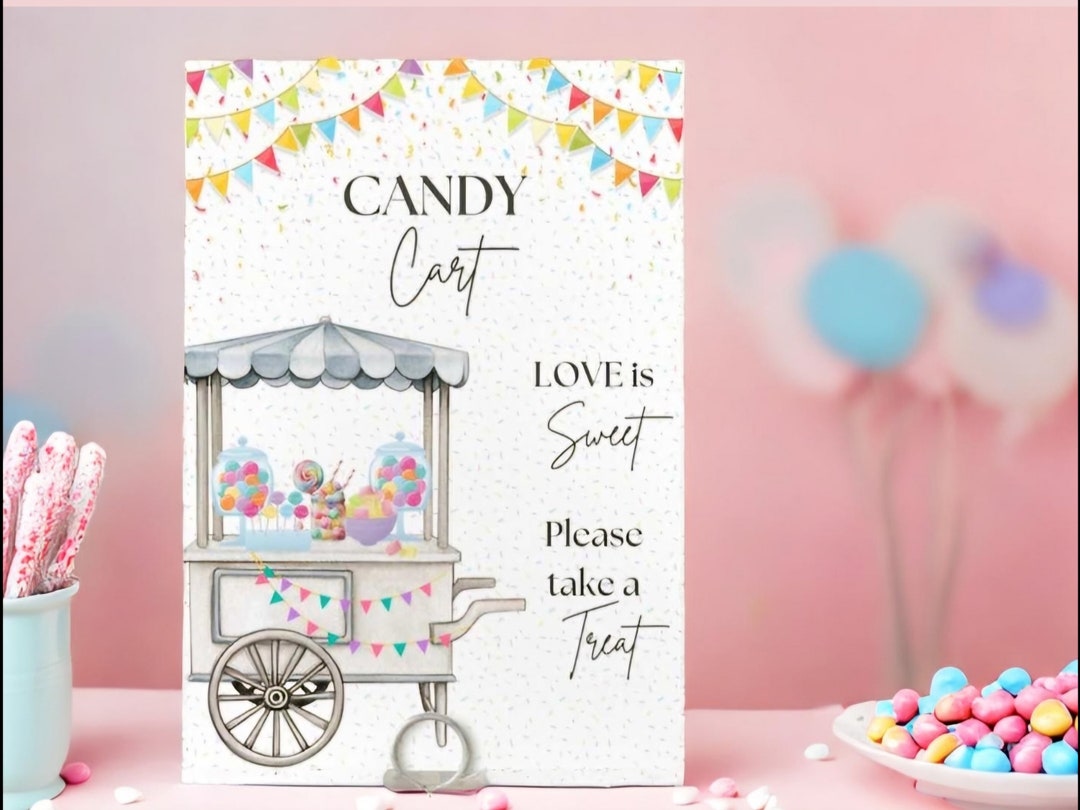 Candy Bar Cart Sign | Sweets and Treats Poster | Dessert Table Birthday ...