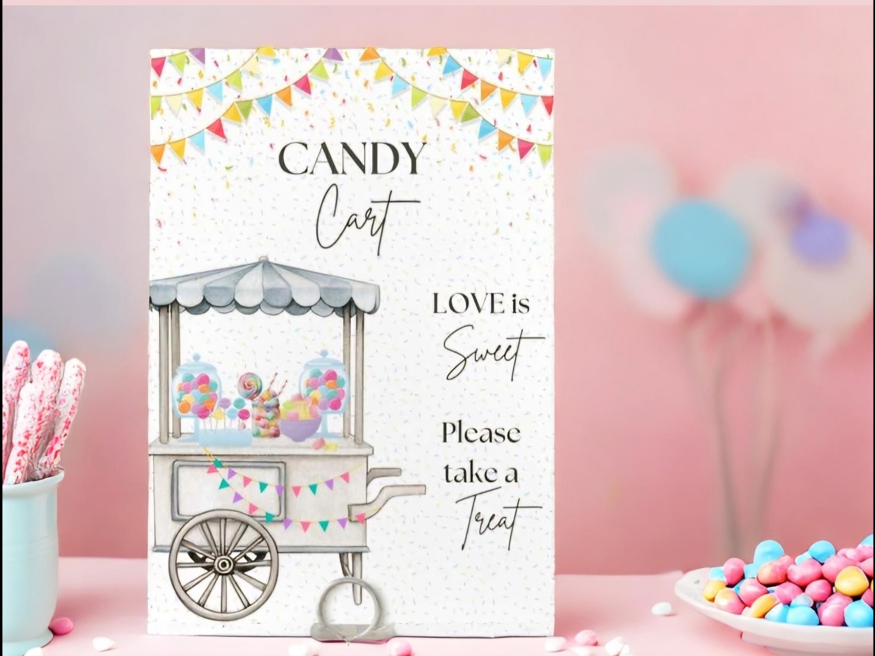 Candy Bar Cart Sign | Sweets and Treats Poster | Dessert Table Birthday ...