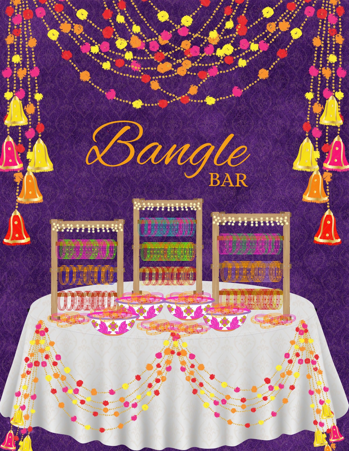 Purple Bangle Bar Sign | Churi Cart Sign | Favor Cart | Chudiyan ...