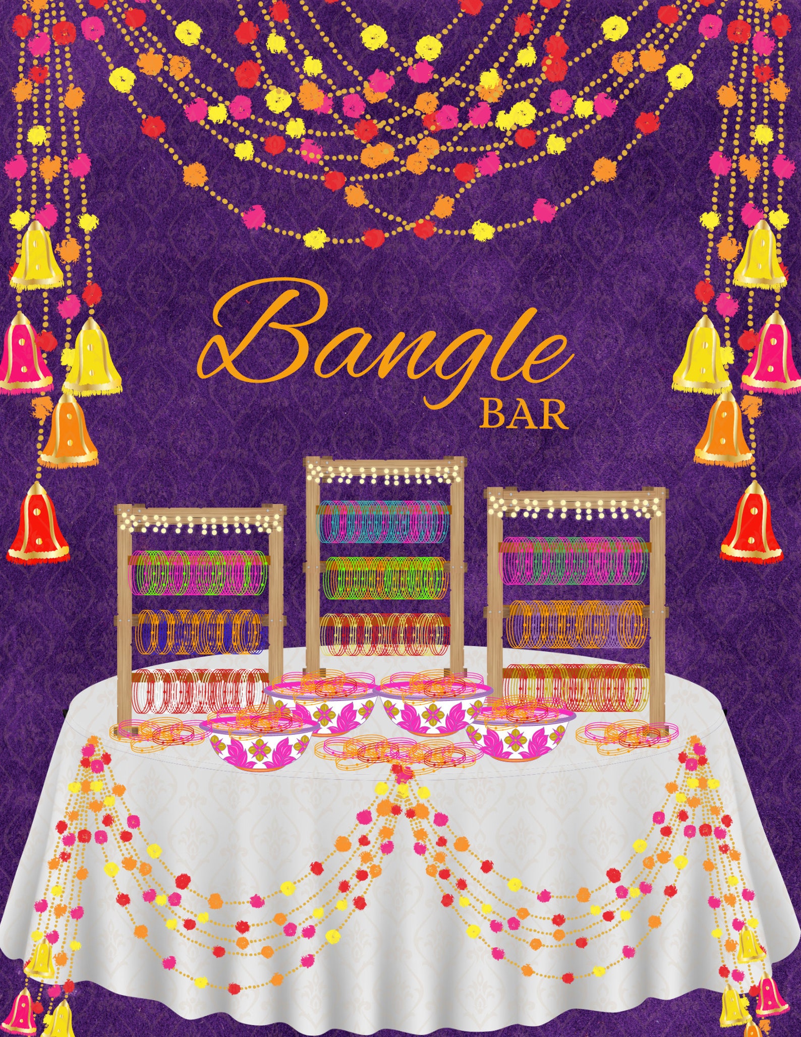 Purple Bangle Bar Sign Churi Cart Sign Favor Cart Chudiyan indian ...