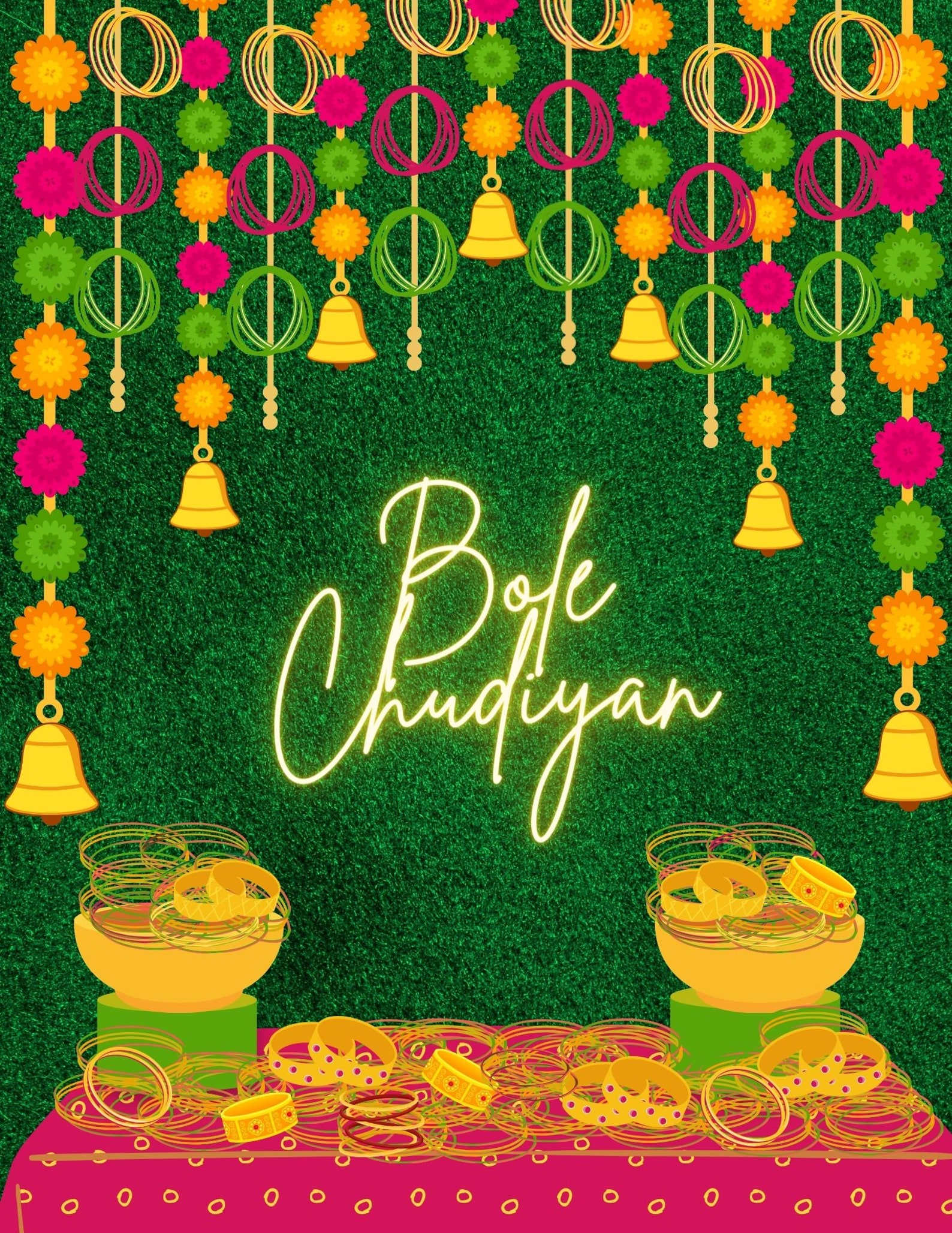Green Bangle Bar Sign | Churi Cart Sign | Favor Cart | Bole Chudiyan ...