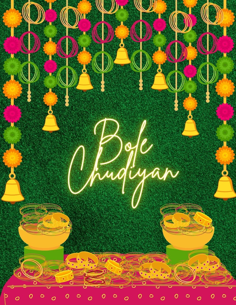 Green Bangle Bar Sign | Churi Cart Sign | Favor Cart | Bole Chudiyan ...