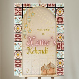 Floral Tile Welcome Sign | Middle Eastern Design |desi Event Poster ...