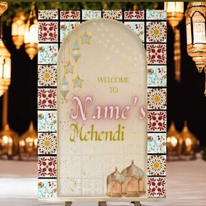 Floral Tile Welcome Sign | Middle Eastern Design |desi Event Poster ...