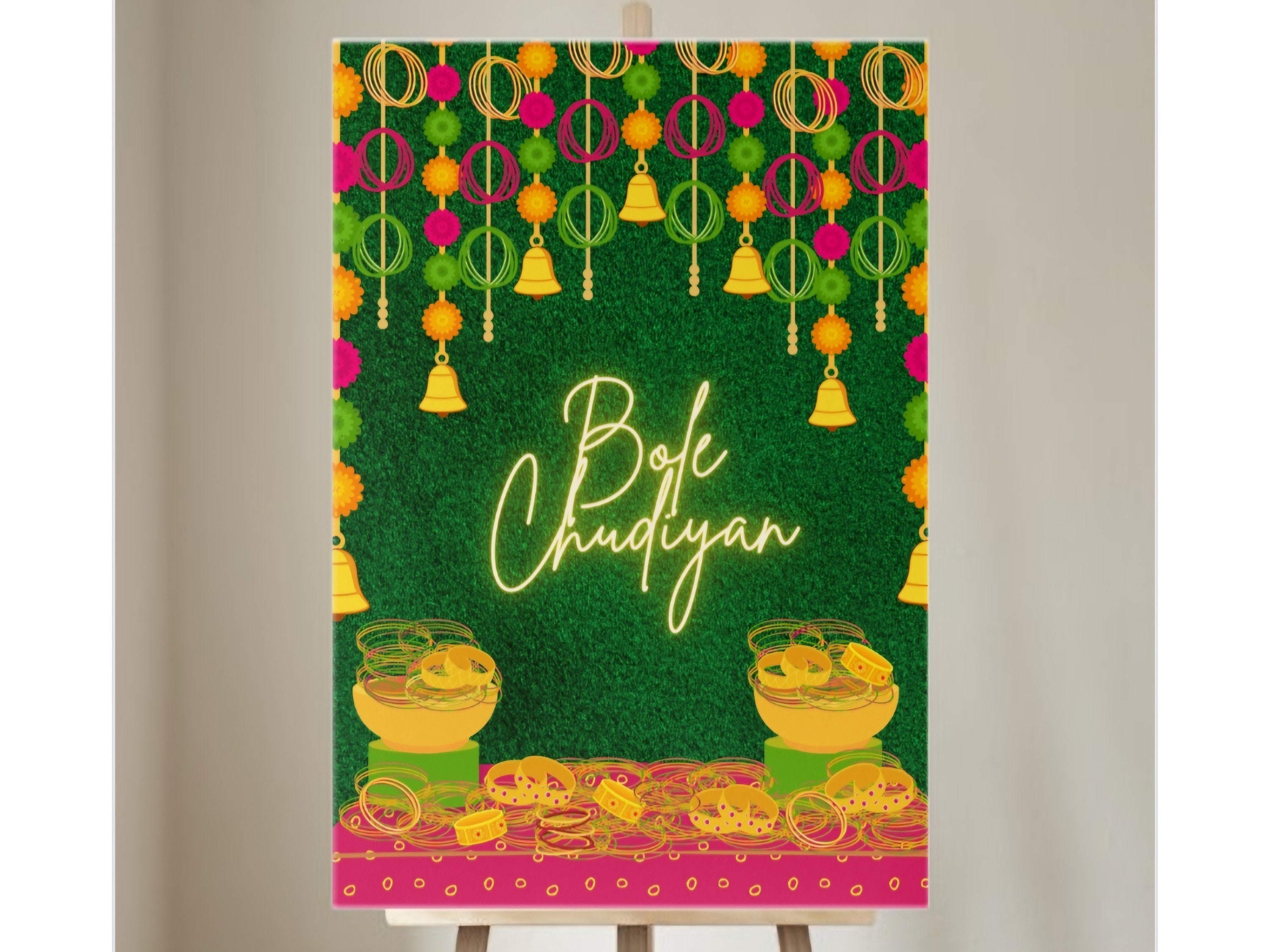 Green Bangle Bar Sign | Churi Cart Sign | Favor Cart | Bole Chudiyan ...