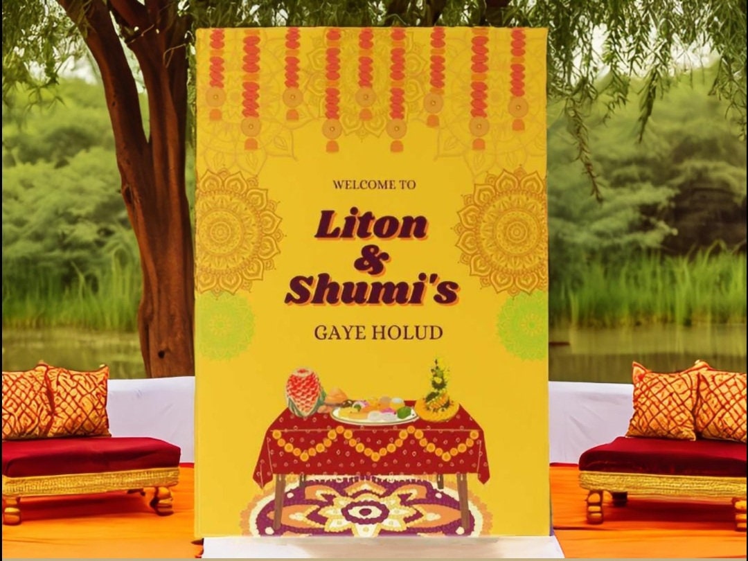 Gaye Holud Sign | Haldi Sign | Turmeric Ceremony | Holud Poster ...