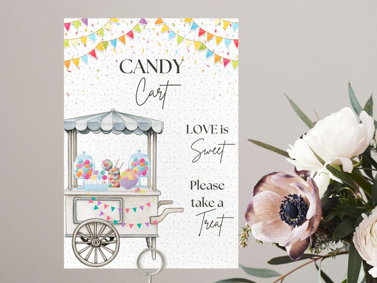 Candy Bar Cart Sign | Sweets and Treats Poster | Dessert Table Birthday ...