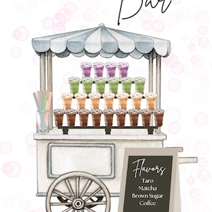 Bubble Tea Boba Bar Menu Stall Sign | Drink Station Sign | Birthday ...