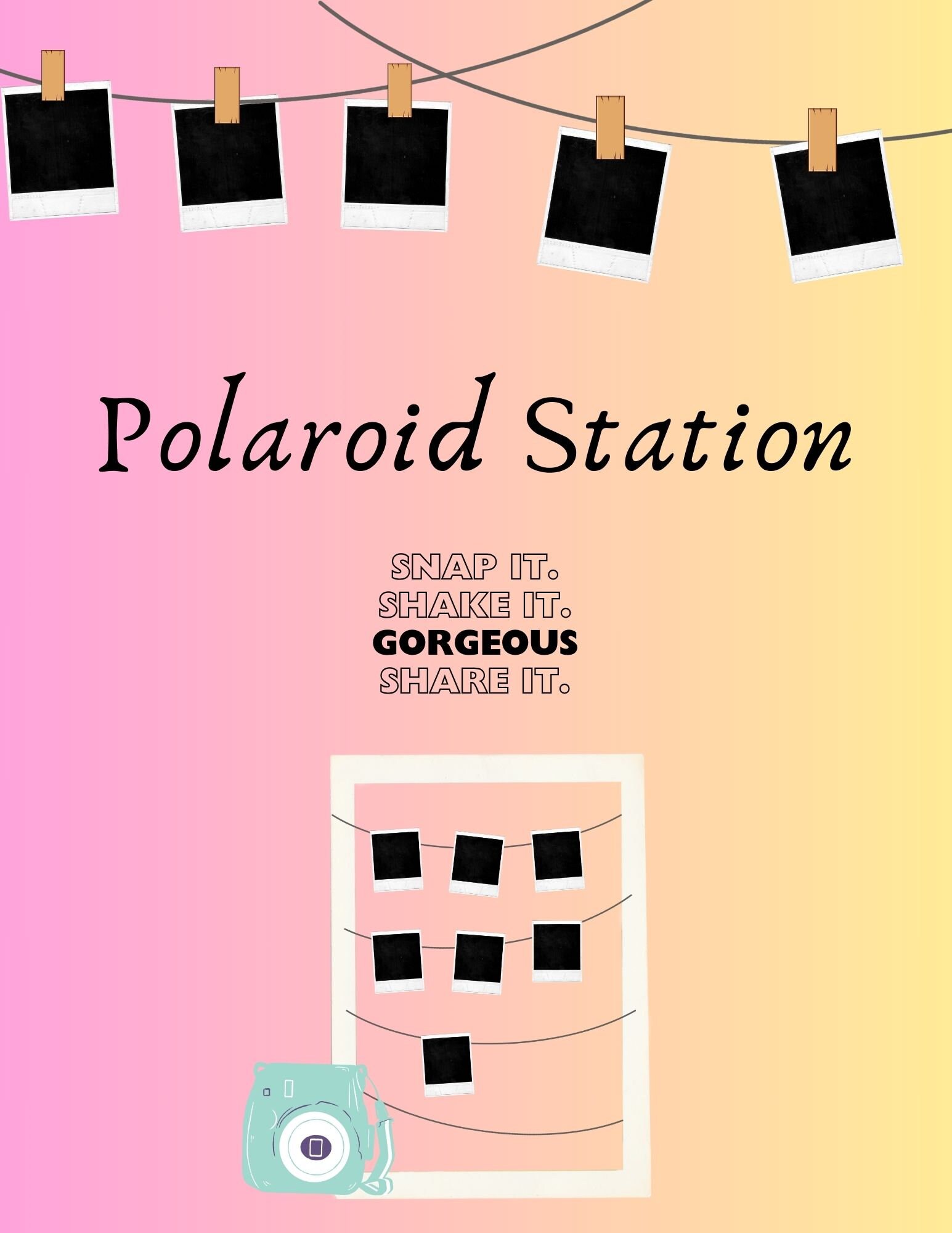 Polaroid Station Sign | DIY Photobooth Sign | Party Favors | Selfie ...