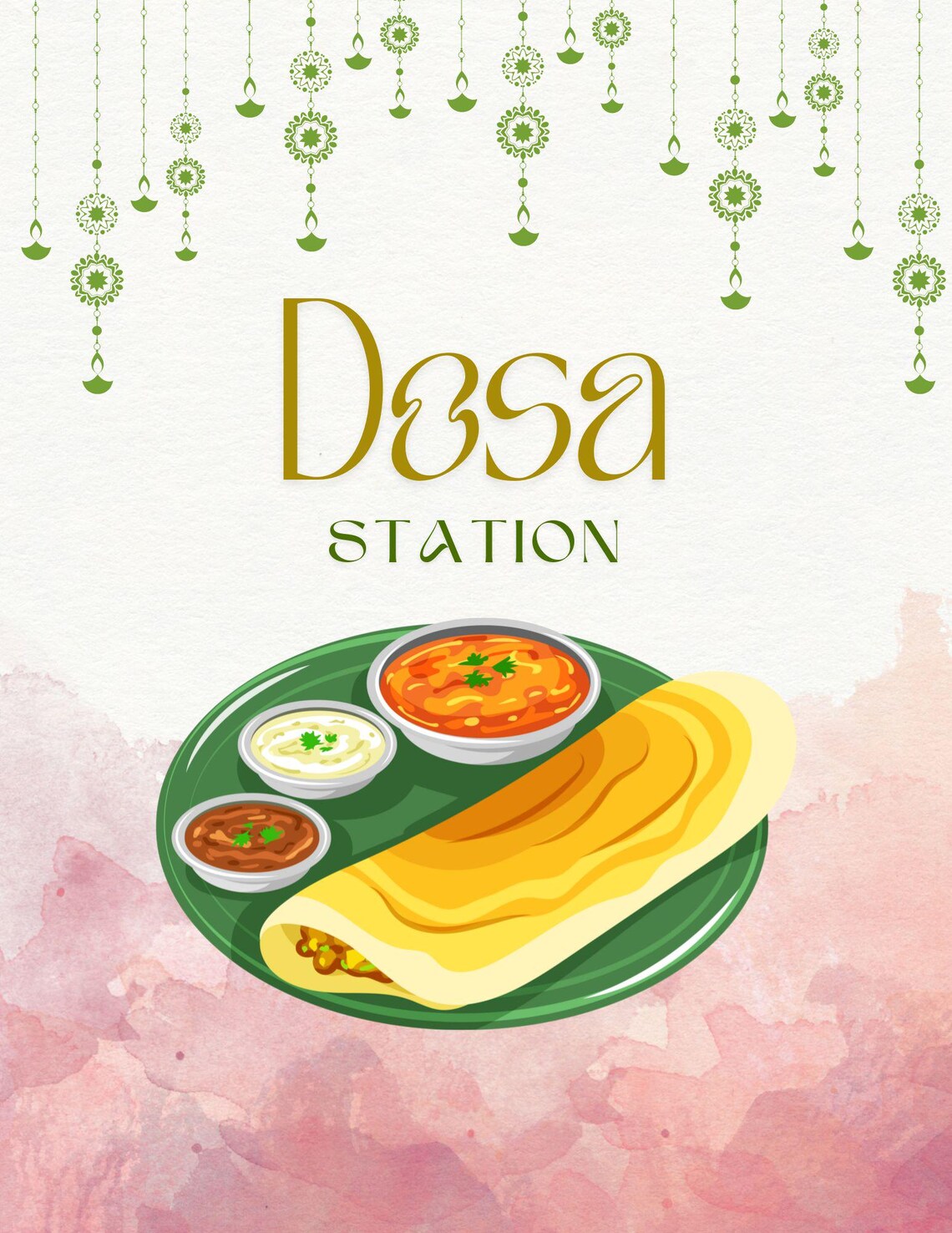Dosa Station Stall Sign | Indiam Crepe Poster | Indian Bengali Wedding ...