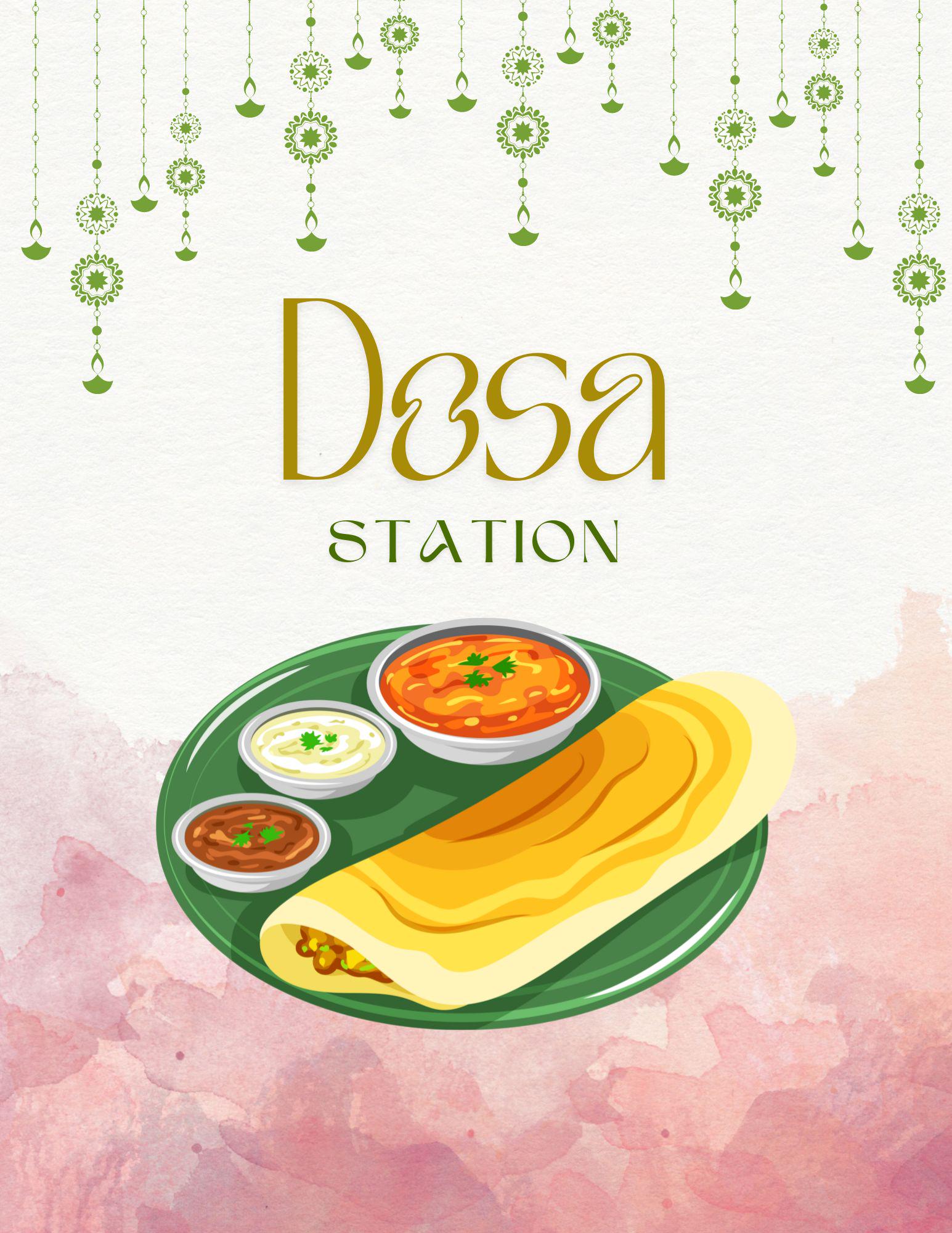 Dosa Station Stall Sign | Indiam Crepe Poster | Indian Bengali Wedding ...
