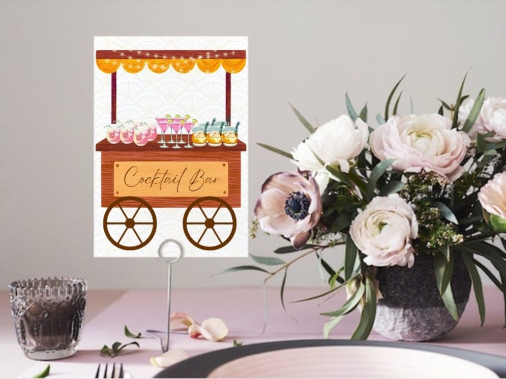 Cocktail Cart Sign Mocktail Bar Sign Mobile Bar Sign Signature Drink ...