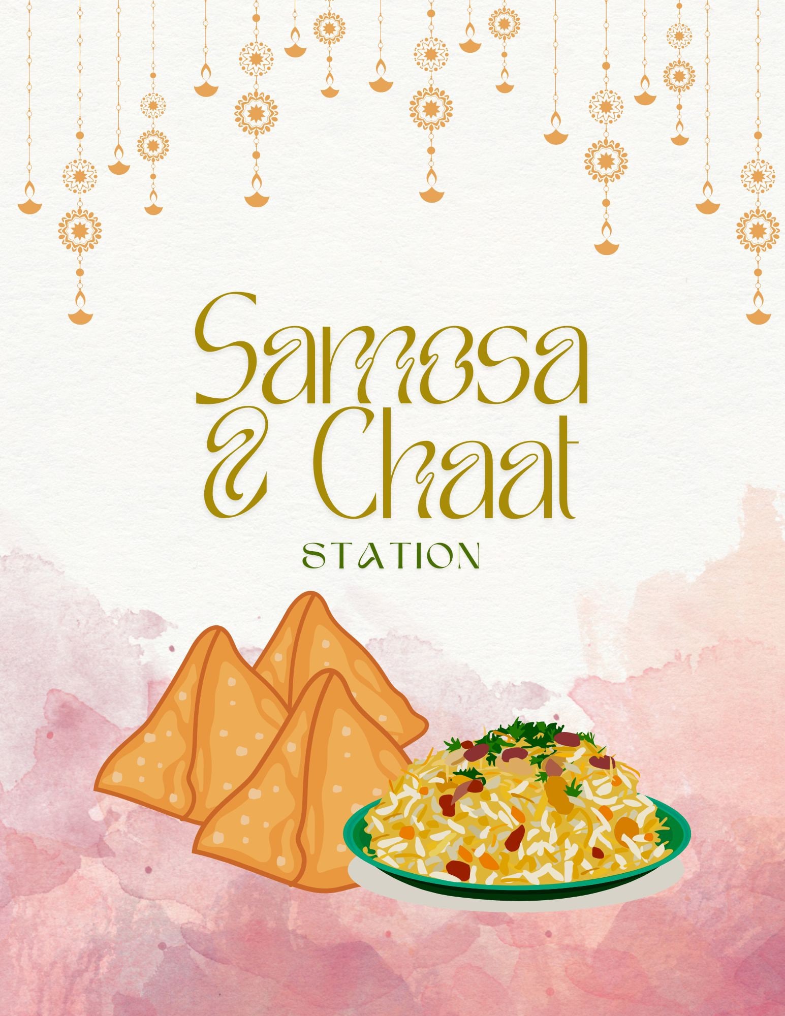 Samosa Chaat Station Stall Sign | Desi Snack Appetizer Poster | Indian ...
