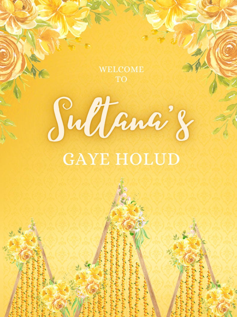 Triangle Arch Gaye Holud Welcome Sign | Haldi Turmeric Ceremony ...