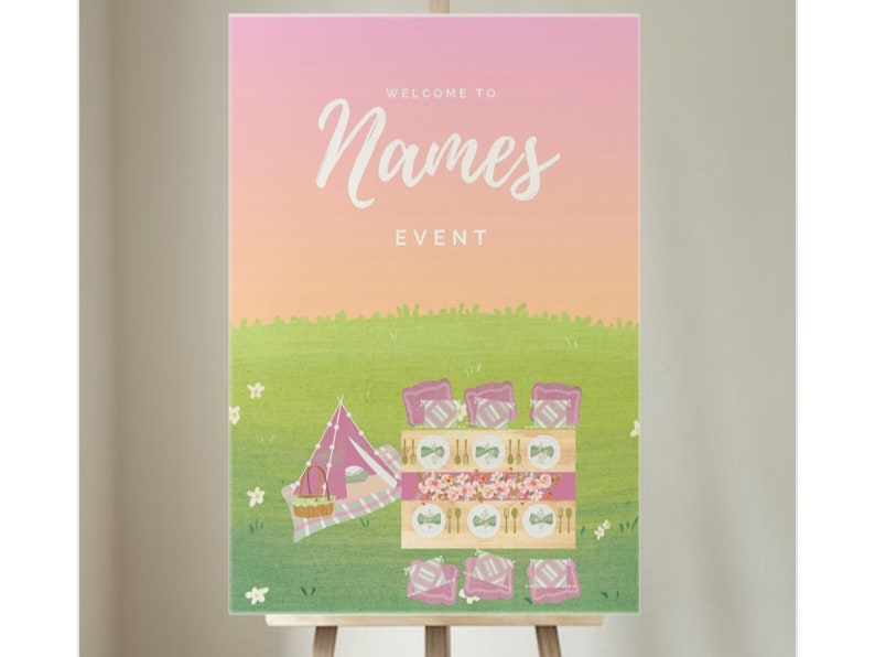 Luxury Tent Picnic Sign Welcome Sign | Boho Picnic Poster | Birthday ...