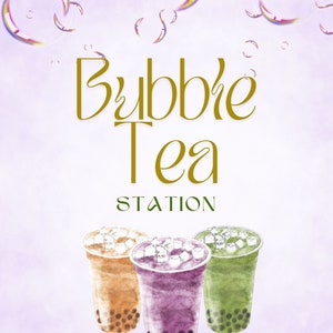 Bubble Tea Station Sign | Boba Bar Poster | Drink Beverage Sign ...