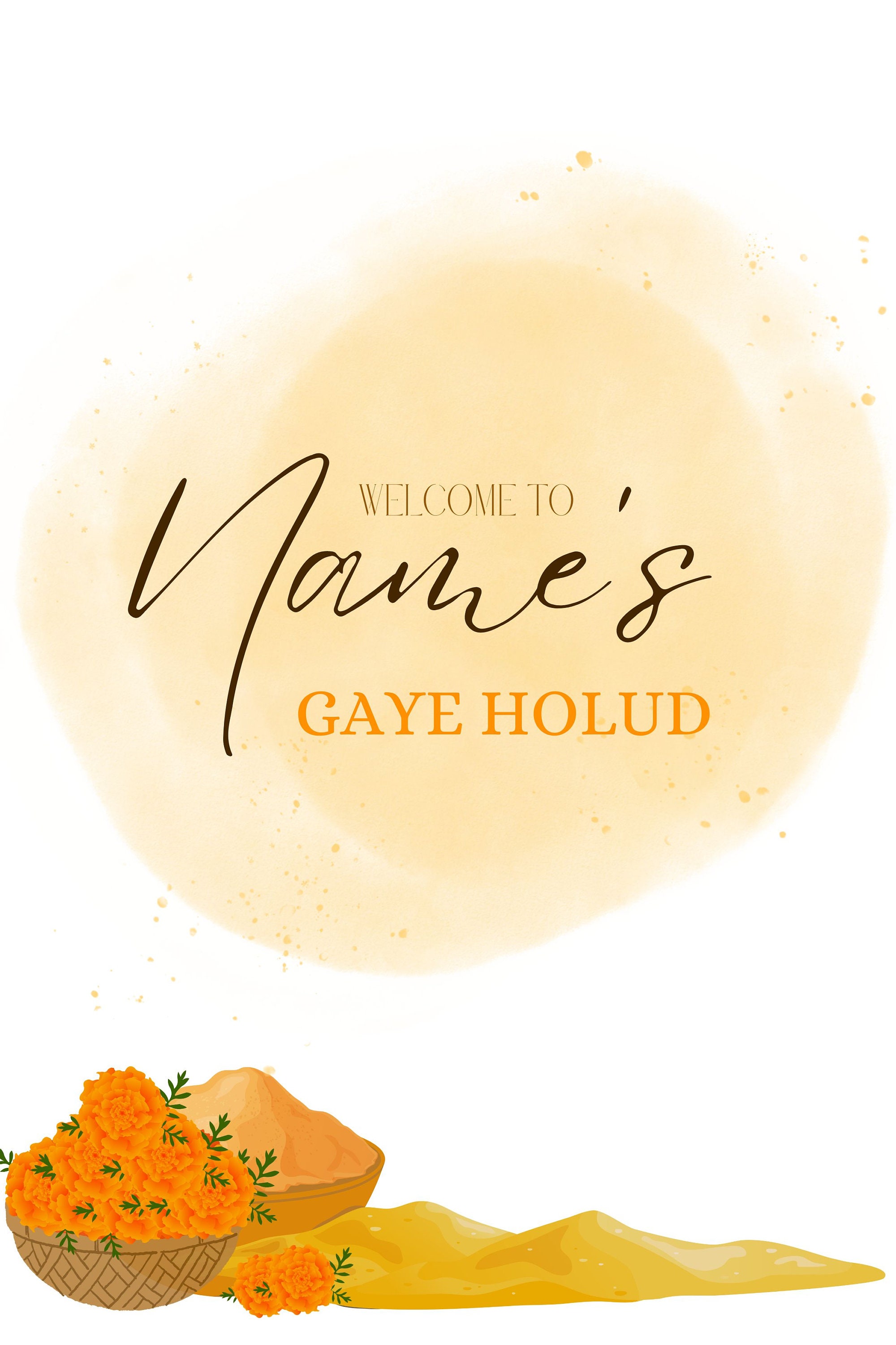 Gaye Holud Welcome Sign | Haldi Poster | Minimal Design | Bengali ...