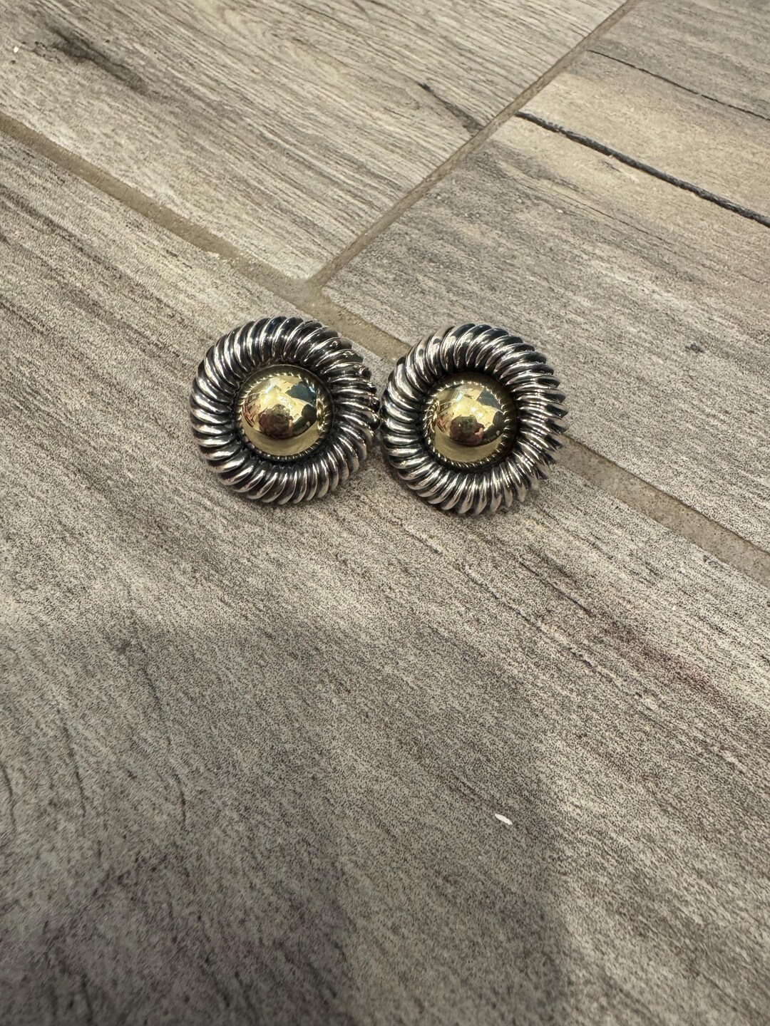 David Yurman Gold Dome Cookie Cable Earrings W/omega Backs 14K/925 ...