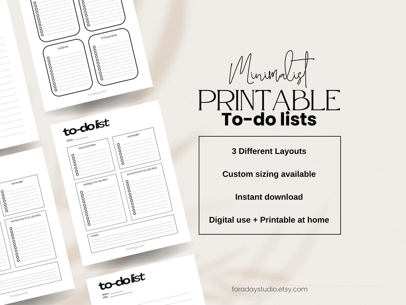 Printable to Do List Bundle | Instant Download PDF | Daily Check List ...