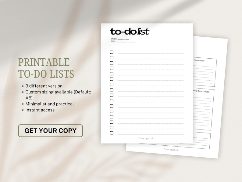 Printable to Do List Bundle | Instant Download PDF | Daily Check List ...