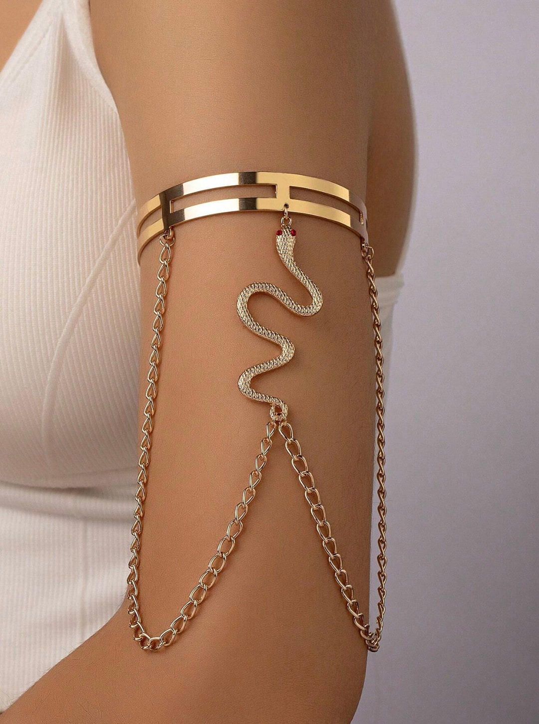 Snake Design Arm Cuff, Minimalist Arm Cuff, Gold Arm Band, Gold Upper ...